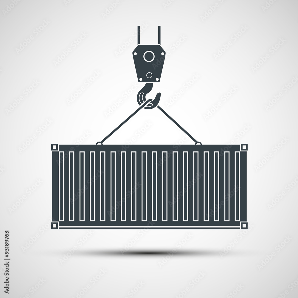 Crane lifts a container with cargo. Stock Vector | Adobe Stock