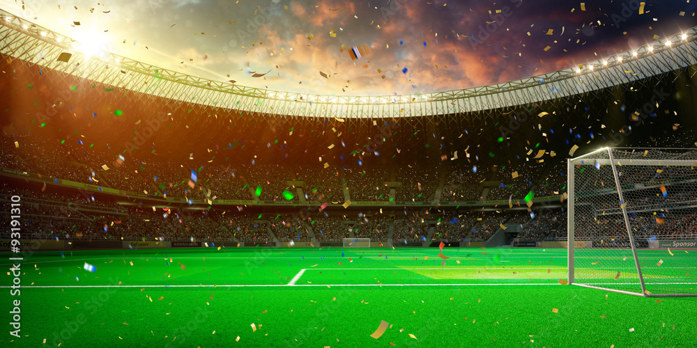 Evening stadium arena soccer field championship win! Stock Photo ...