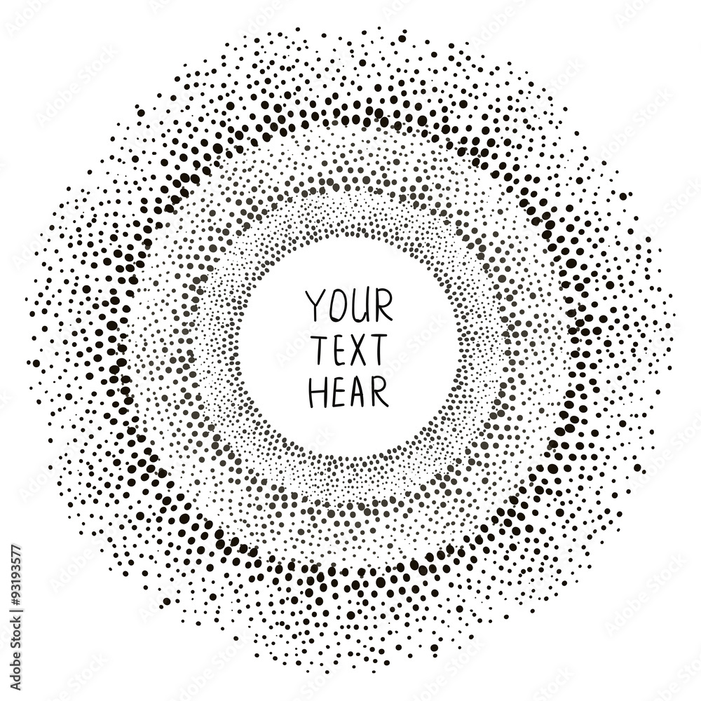 Round dots frame, decorative border. Hand drawn vector illustration ...