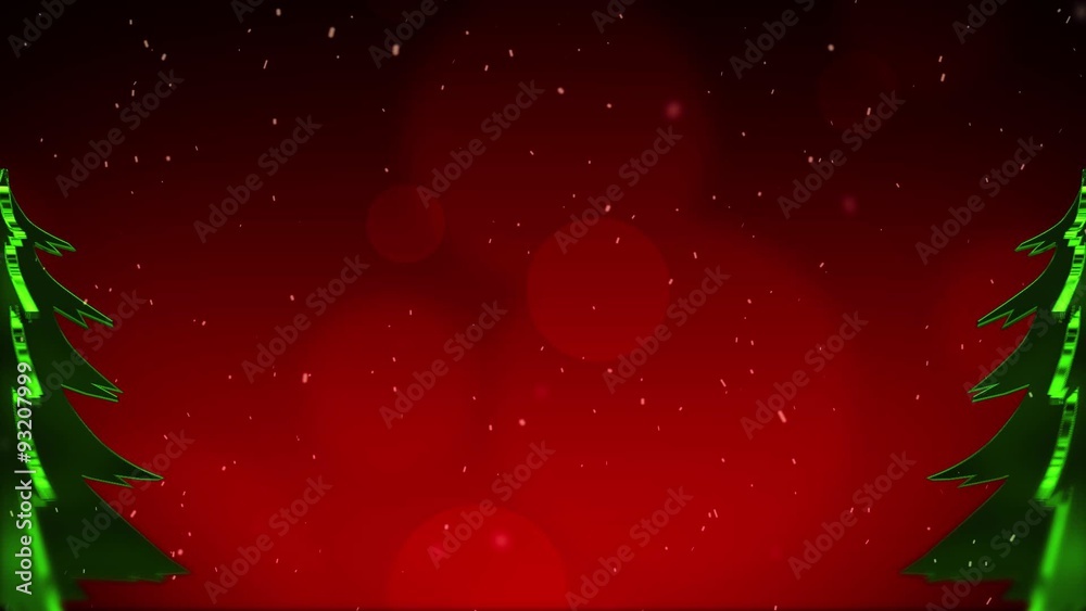 Merry Christmas and New Year red sparkling background green trees Stock ...