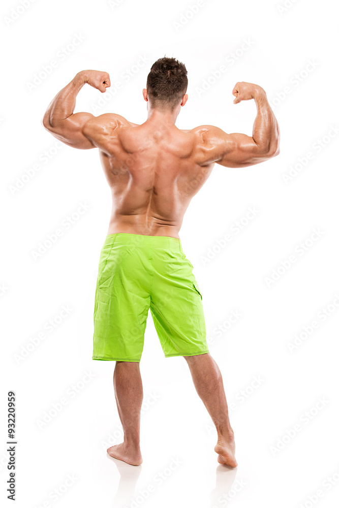 Strong Athletic Man Fitness Model Torso showing big back muscles Stock ...