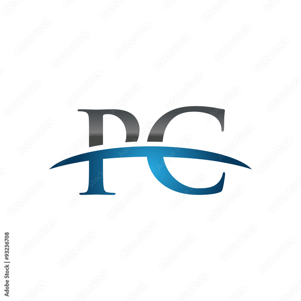 PC initial company swoosh logo blue Stock Vector | Adobe Stock