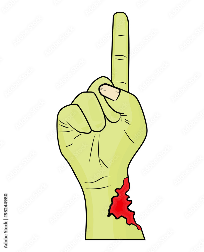 Zombie hand finger up gesture halloween vector - realistic cartoon ...