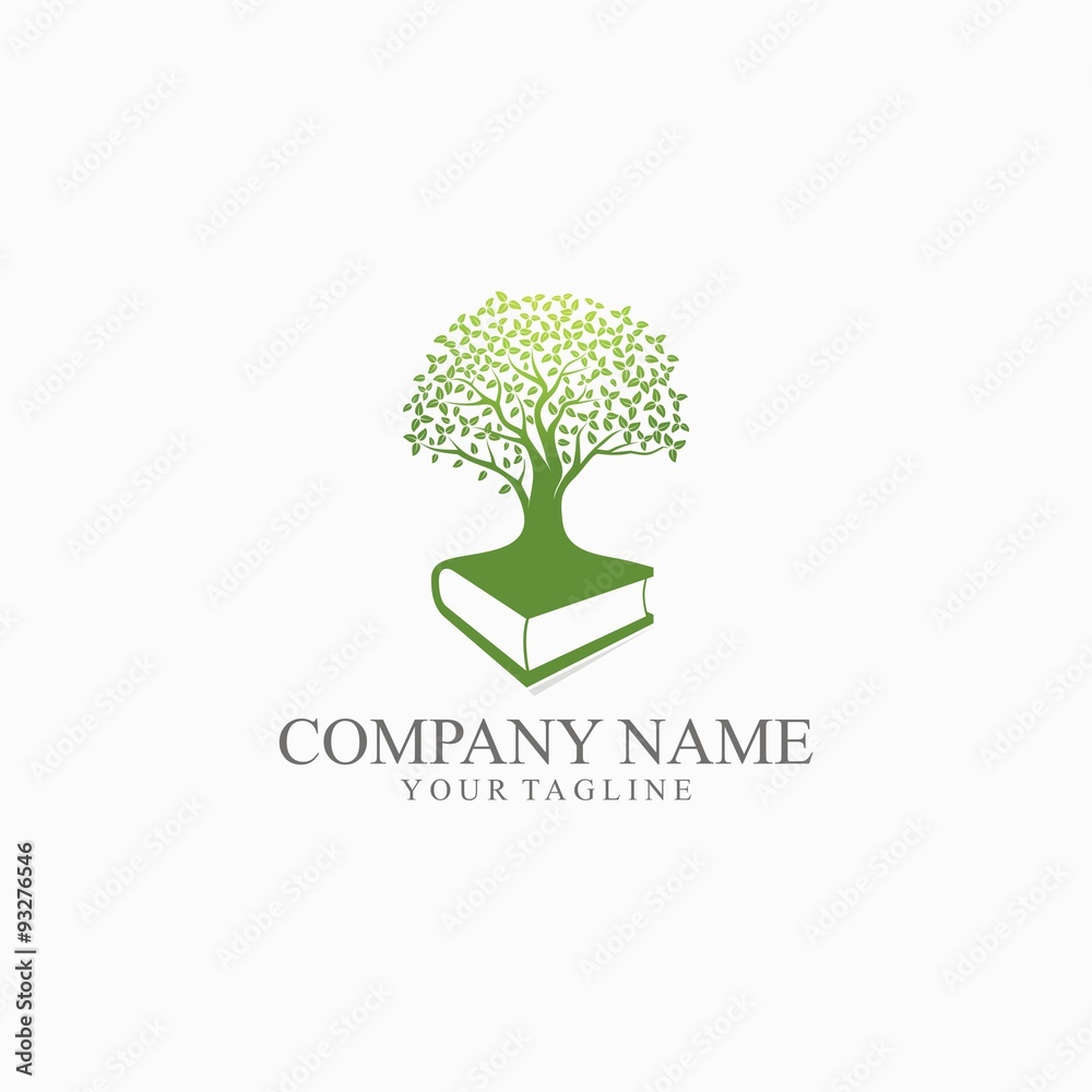 Book Oak Tree Logo Vector. Green Oak tree with book Education Logo ...