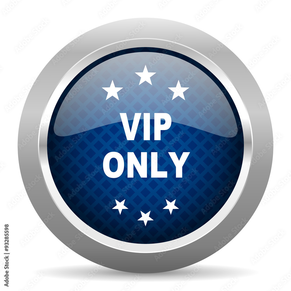 vip only blue circle glossy web icon on white background, round button ...