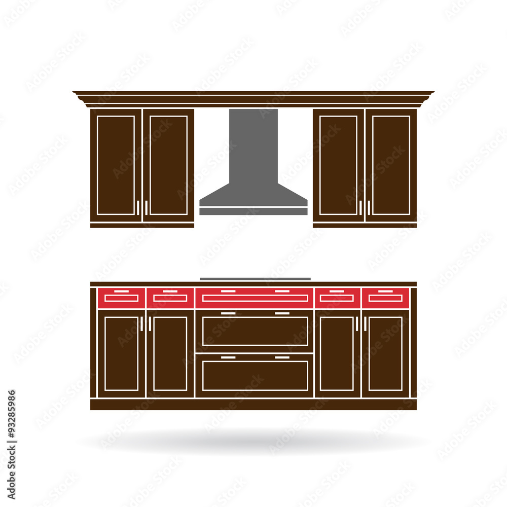 Modern kitchen cabinets with cooktop color design Stock Vector | Adobe ...