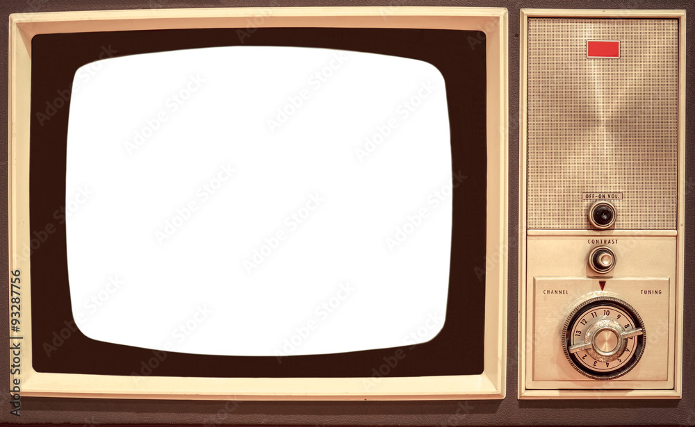 old television with white screen to add text or image Stock Photo ...