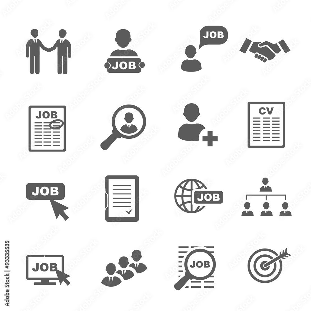 Vector black job search icons set. Stock Vector | Adobe Stock