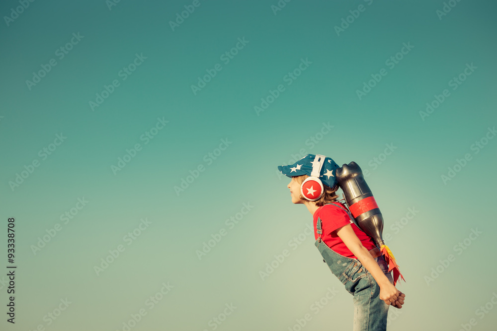 Kid playing with jet pack Stock Photo | Adobe Stock