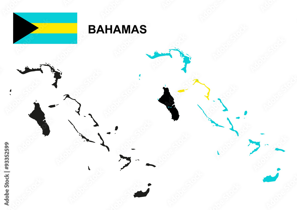 Bahamas Map Vector Bahamas Flag Vector Isolated Bahamas Stock Vector