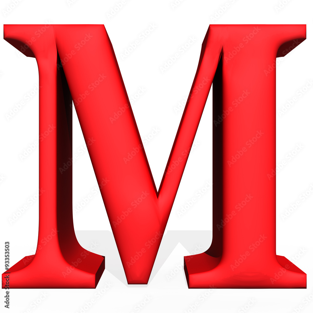 Red 3d rendering letter M isolated on white background Stock ...