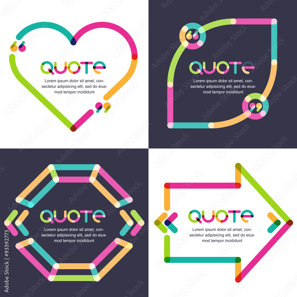 Vector set of quote forms template. Multicolor trendy background Stock ...