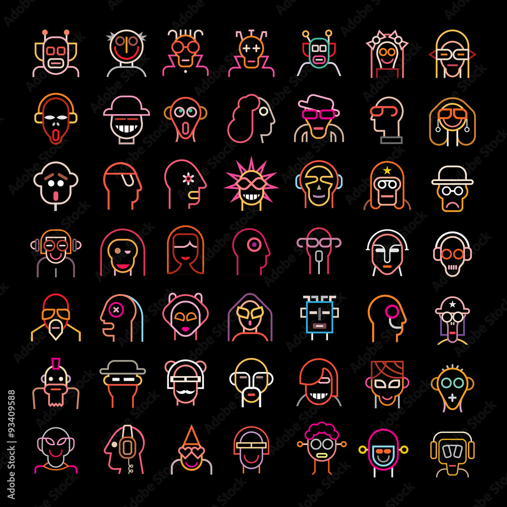 Neon Avatars Stock Vector | Adobe Stock