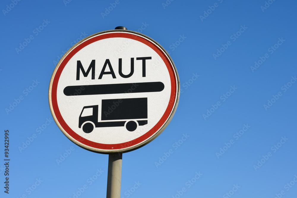 LKW Maut, Schild, Mautsystem, Bundesstraße, Güterverkehr, Transport ...