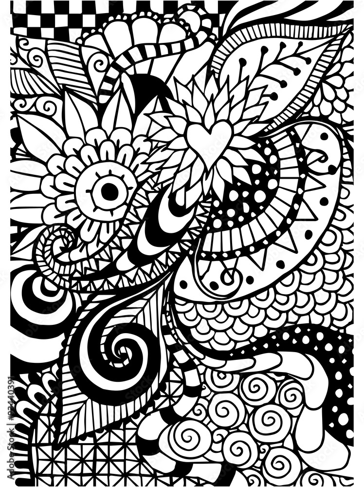 Pattern for coloring book. Ethnic, floral, retro, doodle, vector ...