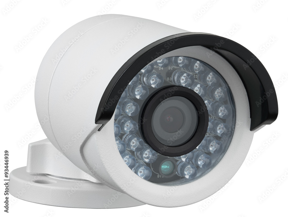 Security camera. Object is isolated on white background without shadows ...