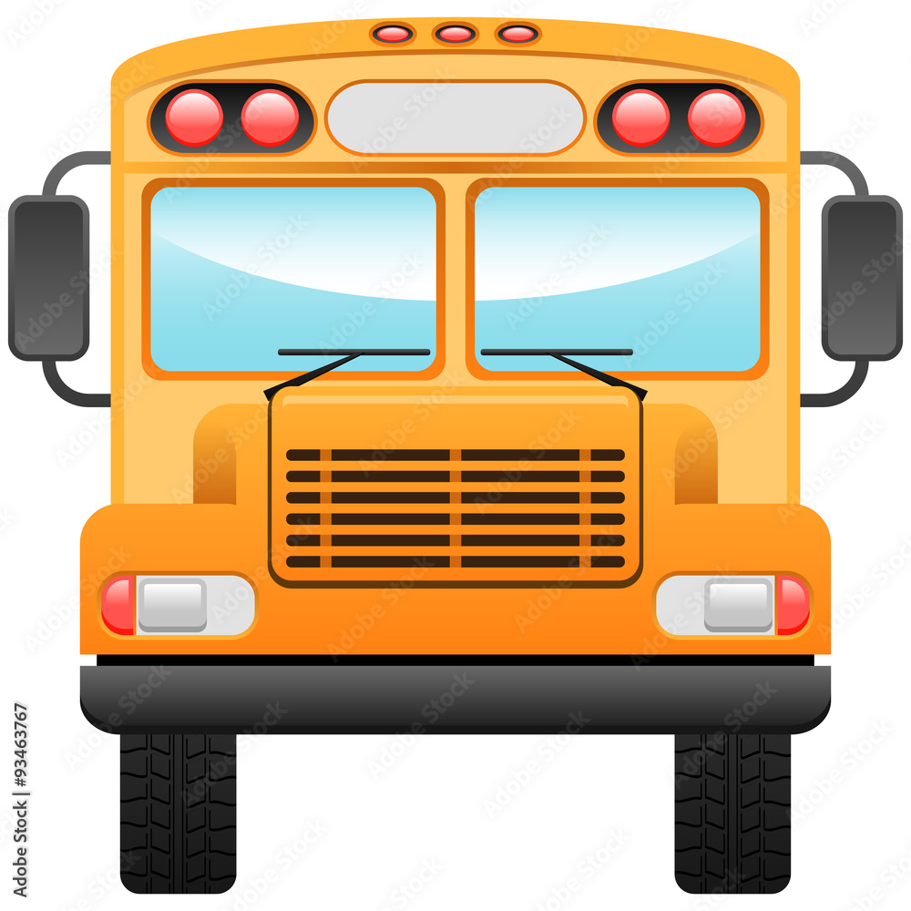 School bus vector illustration, front view. Stock Vector | Adobe Stock