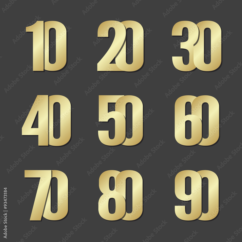 Vector gold font numbers Stock Vector | Adobe Stock