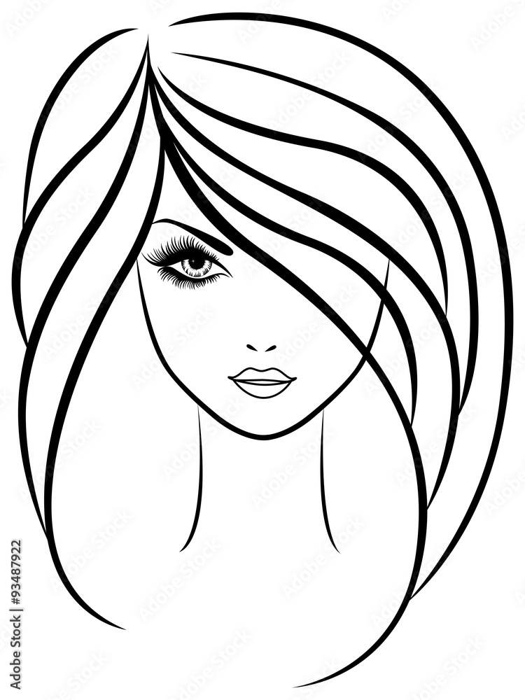 Abstract outline portrait of beautiful girl Stock Vector | Adobe Stock