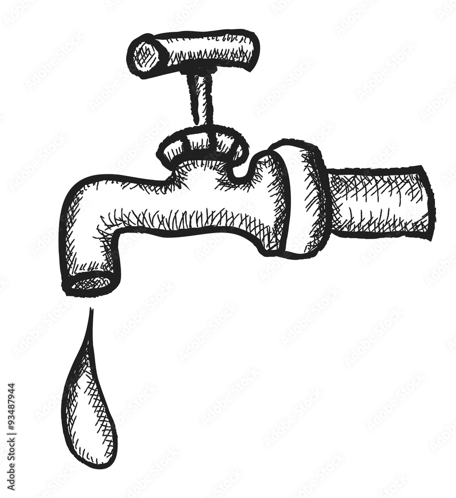faucet dripping water simple doodle Stock Illustration | Adobe Stock
