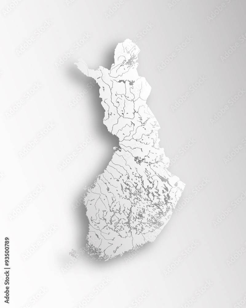finland map with lakes and rivers