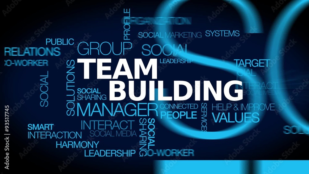Team building words tag cloud text blue animation teamwork video Stock ...