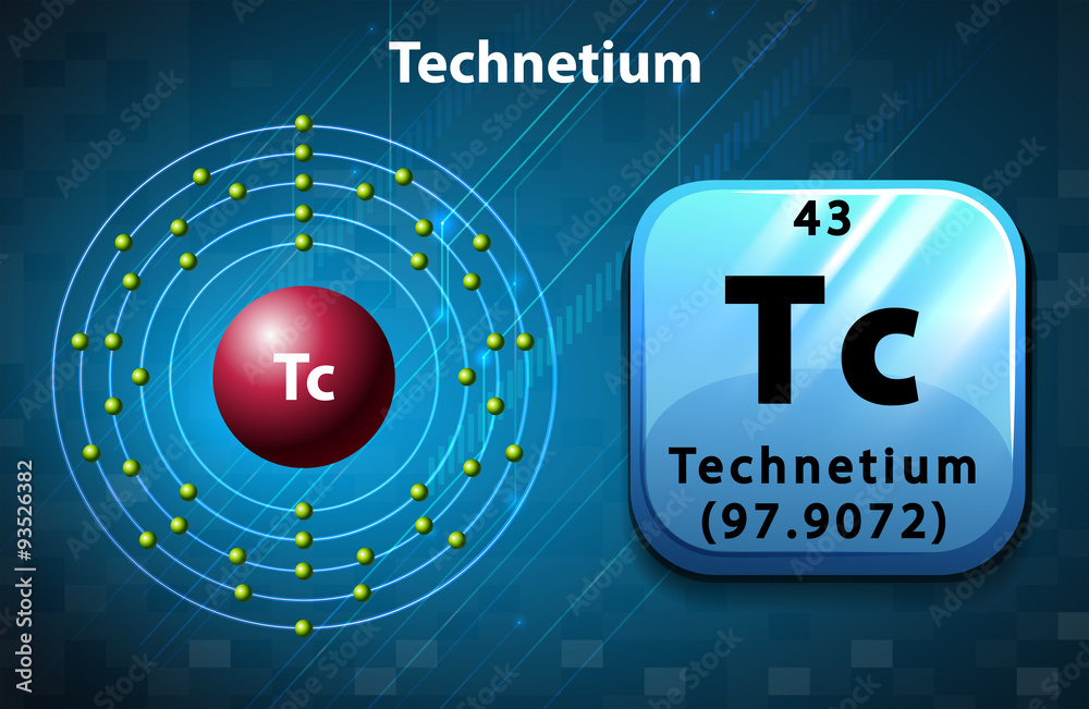 Symbol and electron diagram for Technetium Stock Vector | Adobe Stock