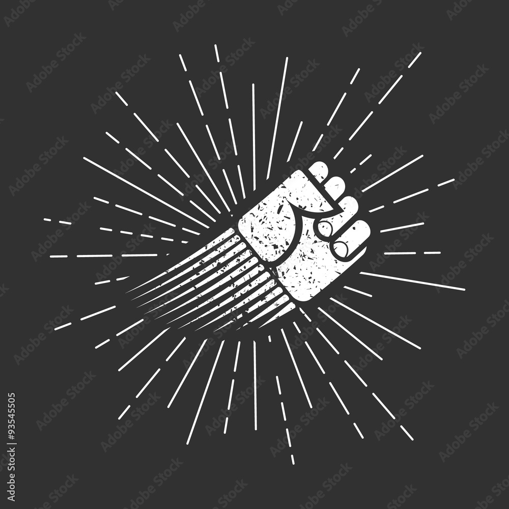 Vintage Flying Fist Emblem, logotype, label. Template for your cover ...