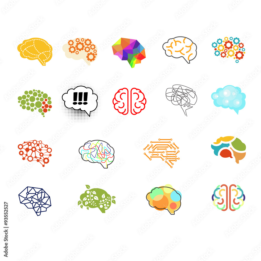 Brain Icon Set, Vector Illustration Set Stock Vector | Adobe Stock