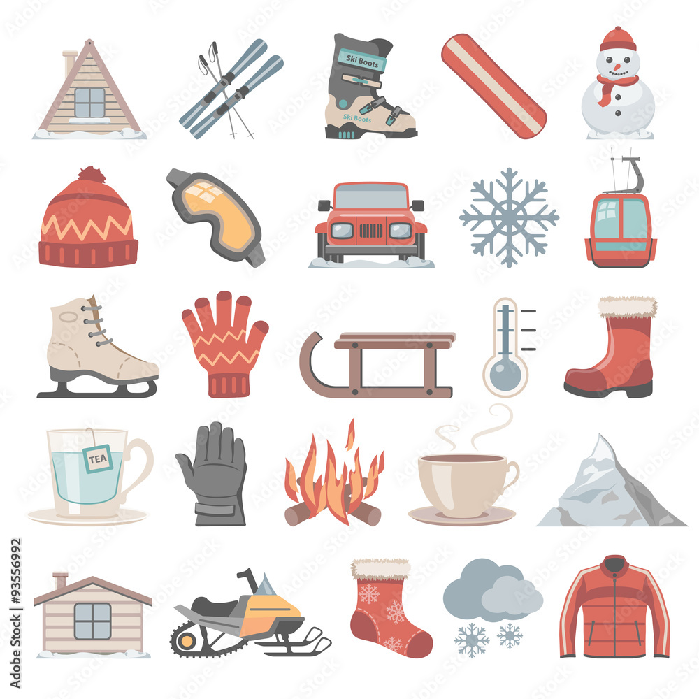 Vecteur Stock Flat Icons - Winter | Adobe Stock