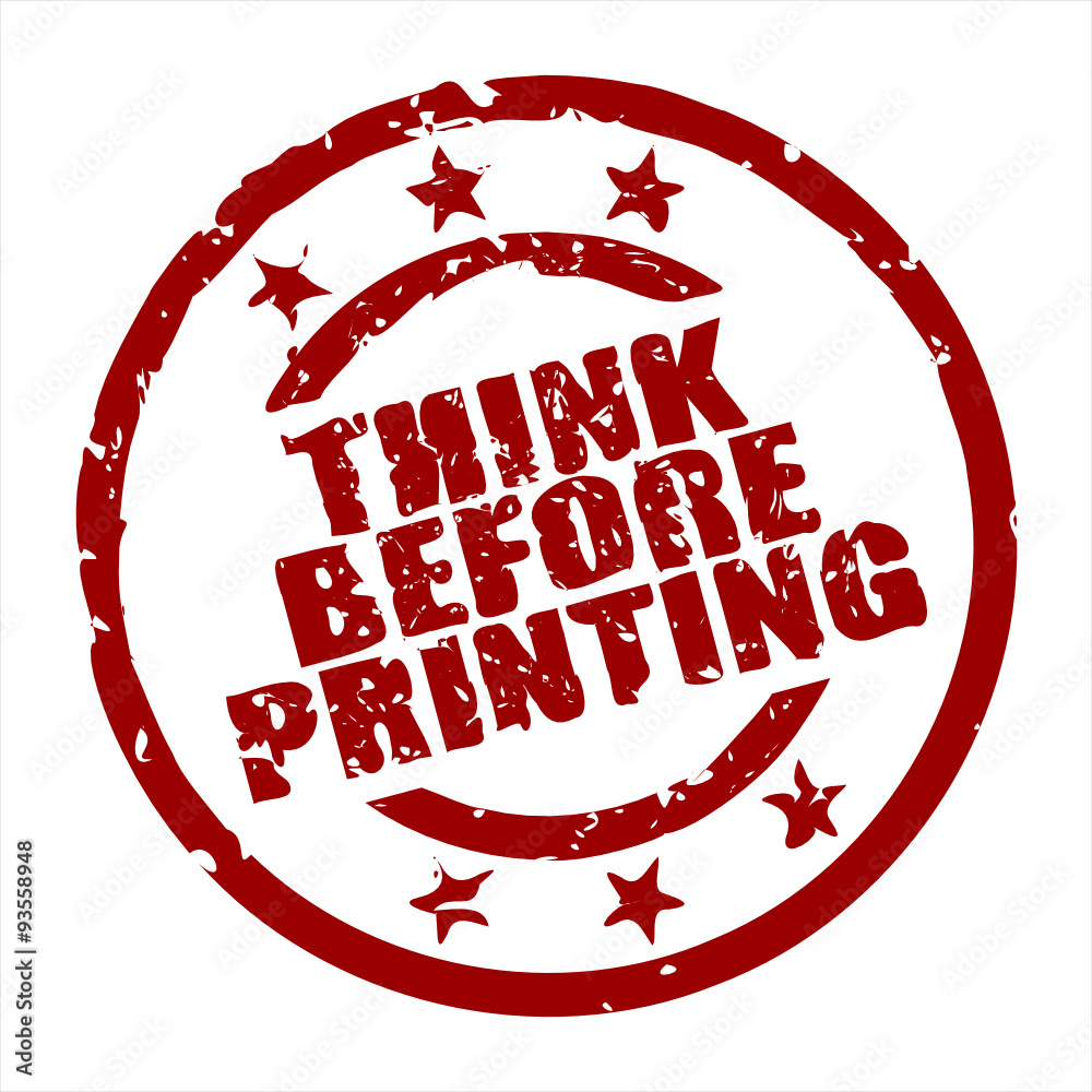 stempel think before printing I Stock-Vektorgrafik | Adobe Stock