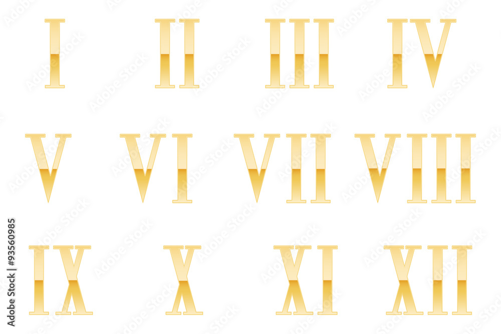 Golden Roman numerals set Stock Vector | Adobe Stock