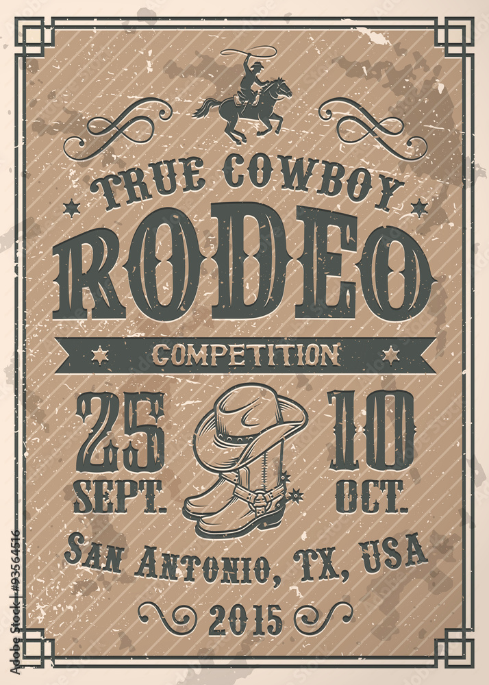 American cowboy rodeo poster Stock Vector | Adobe Stock