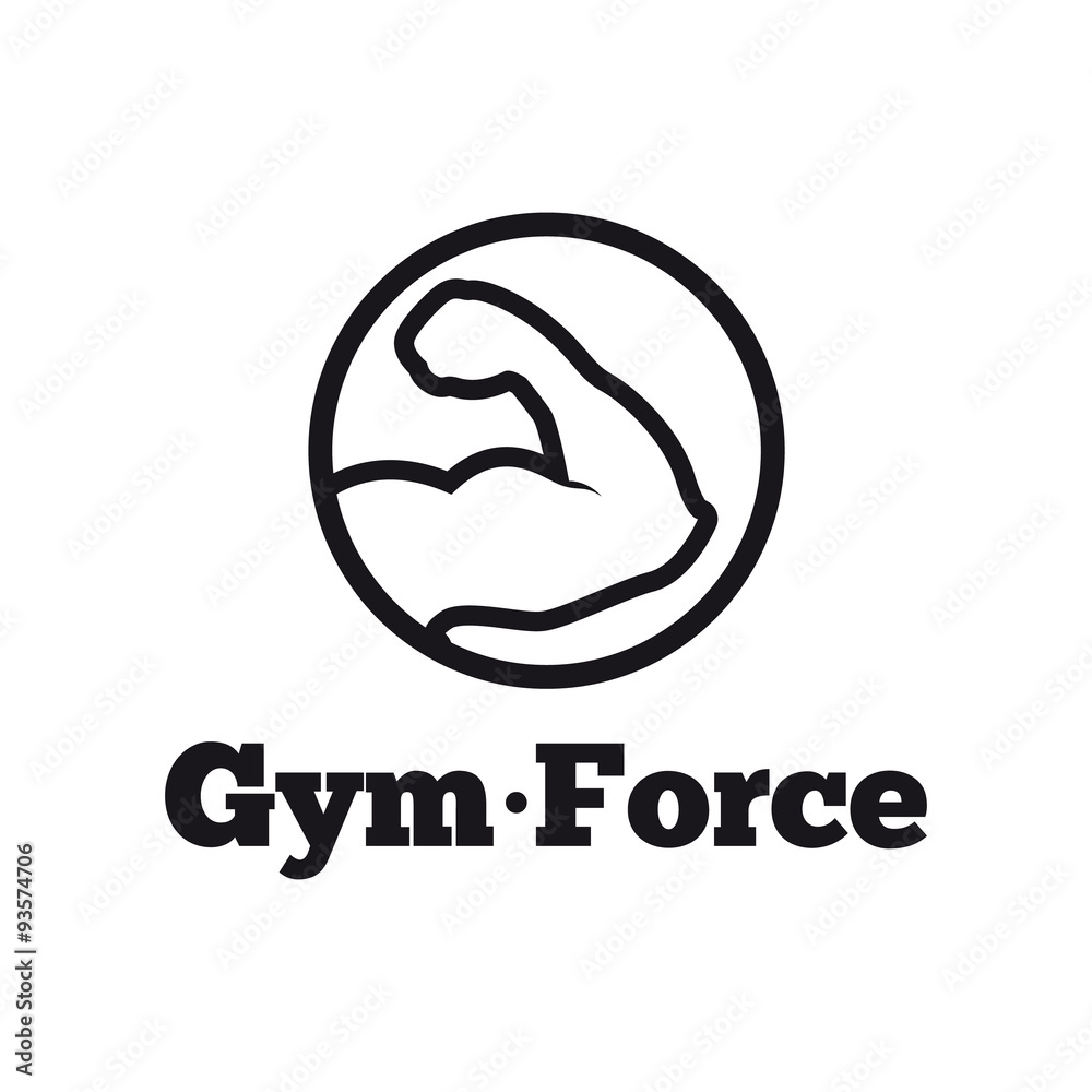 Vector modern round minimalistic gym logo. Fitness club logotype Stock ...