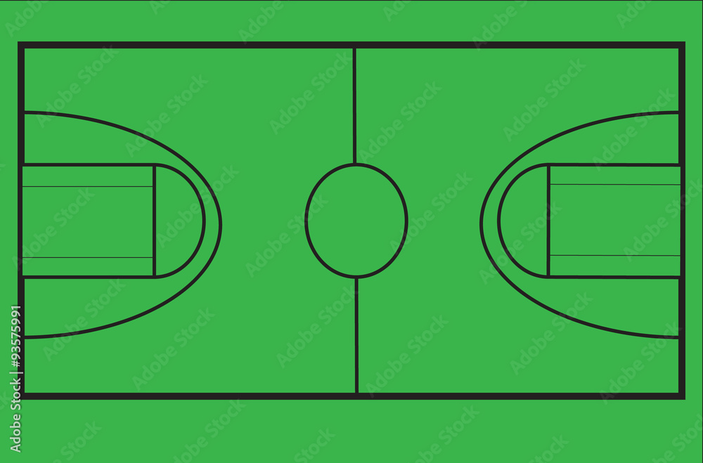 Diagram of basketball court to scale on chroma green screen for video ...