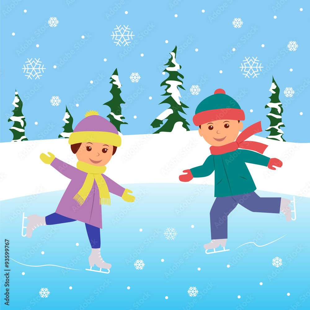 Kids Ice Skating Clip Art
