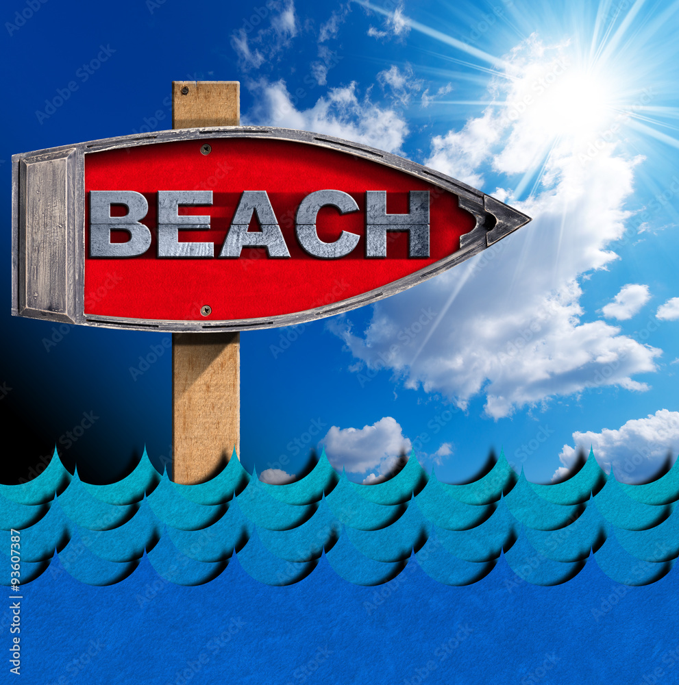 Beach - Boat Directional Sign / Wooden directional sign in the shape of ...