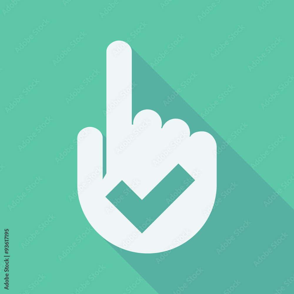 Long shadow pointing finger hand with a check mark Stock Vector | Adobe ...