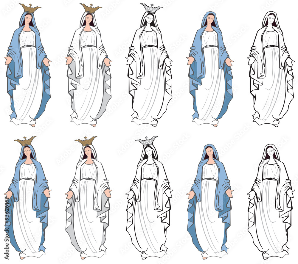 Vector illustrations of the Virgin Mary Stock Vector | Adobe Stock