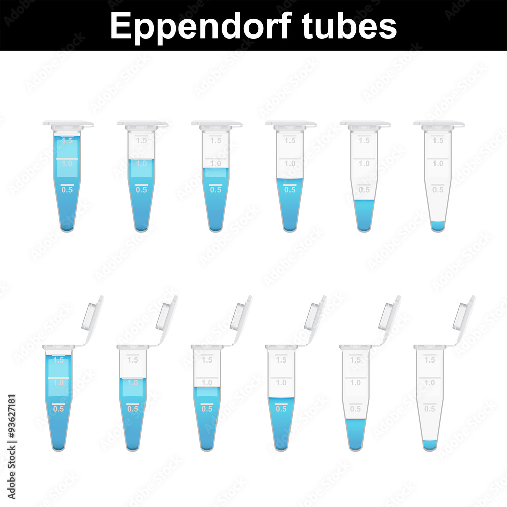 Opened and closed Eppendorf tubes Stock Vector | Adobe Stock