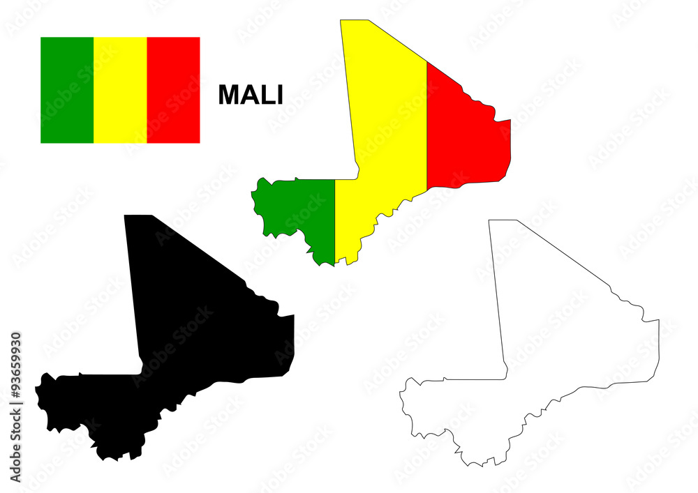Mali map vector, Mali flag vector, isolated Mali Stock Vector | Adobe Stock