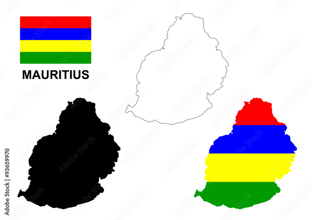 Mauritius map vector, Mauritius flag vector, isolated Mauritius Stock ...