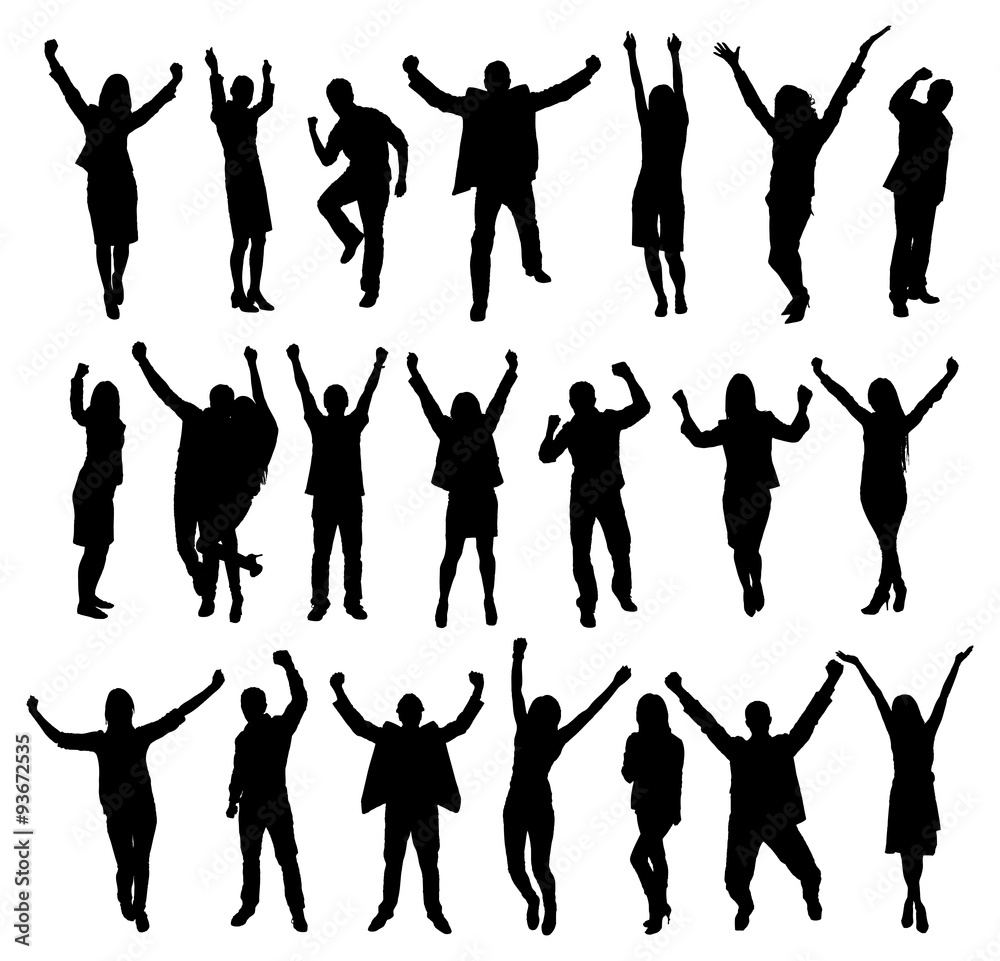 Excited People Silhouettes Stock Vector | Adobe Stock
