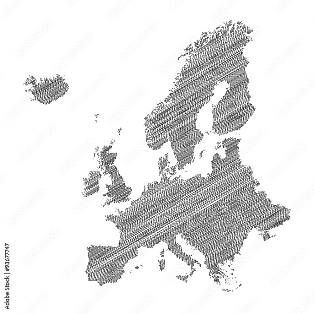 Europe Map Hand Drawn Scribble Stock Vector | Adobe Stock