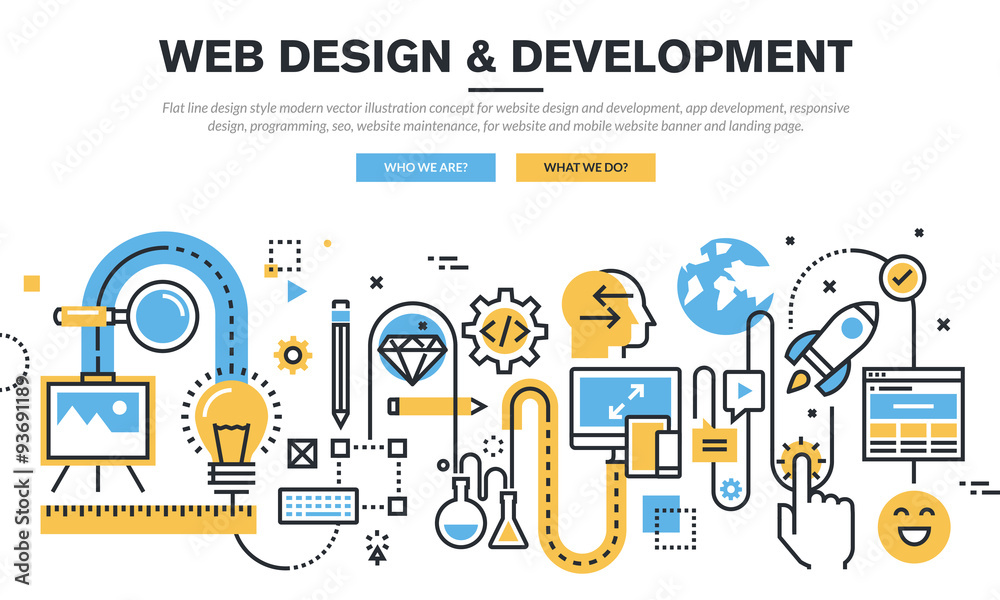 Flat line design vector illustration concept for website design and ...