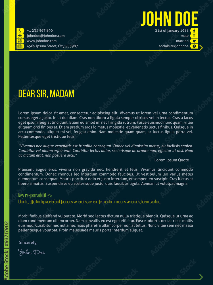 Modern cover letter cv resume template with arrows Stock Vector | Adobe ...