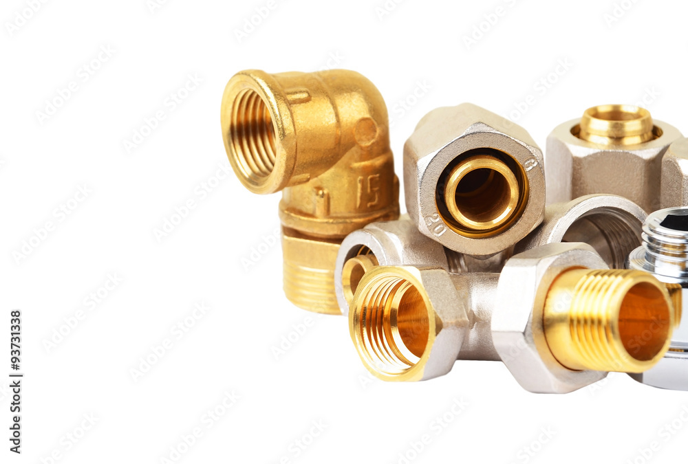 Set of plumbing fitting, isolated on white background Stock Photo ...