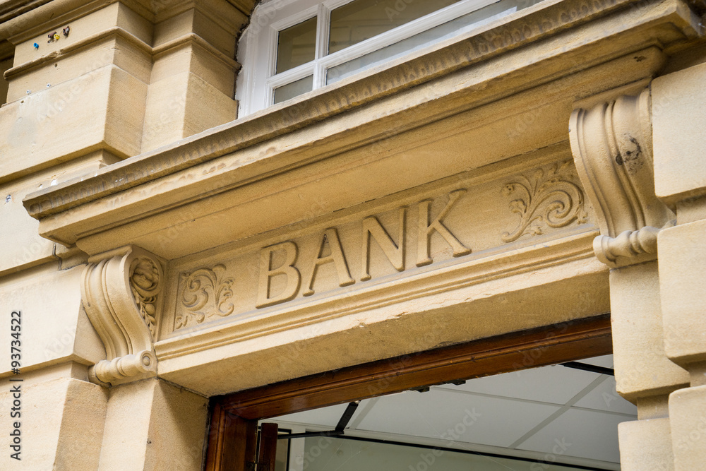 Bank Sign logo, Stone Background.. Stock Photo | Adobe Stock