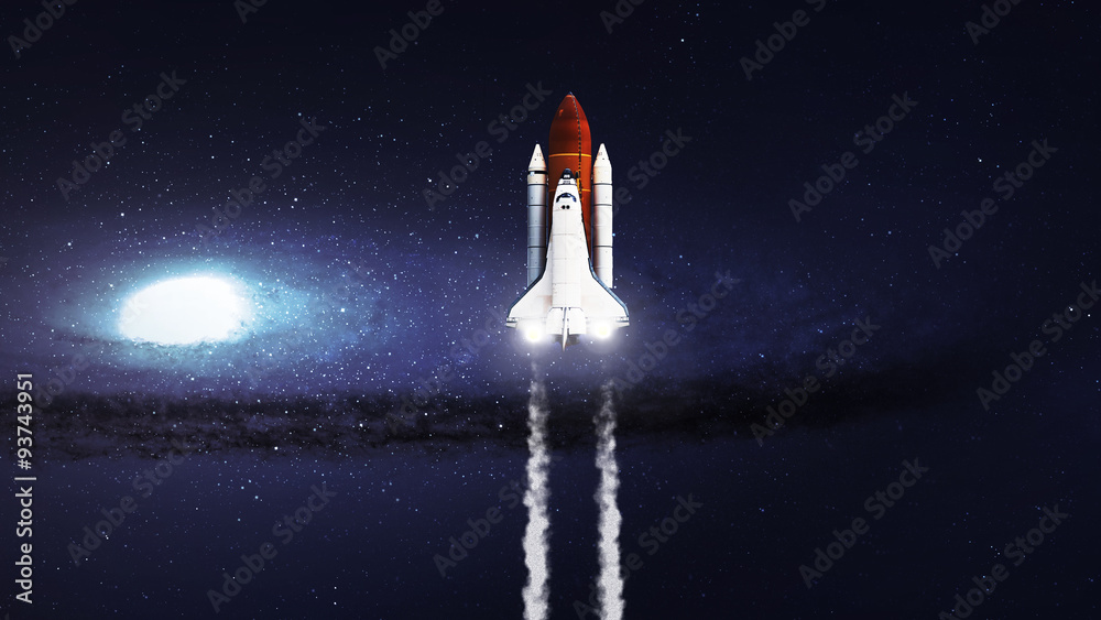 ภาพประกอบสต็อก High resolution image of Space shuttle taking off on ...