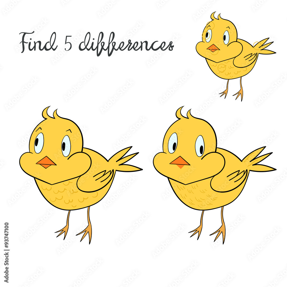 Find differences kids layout for game chicken Stock Vector | Adobe Stock